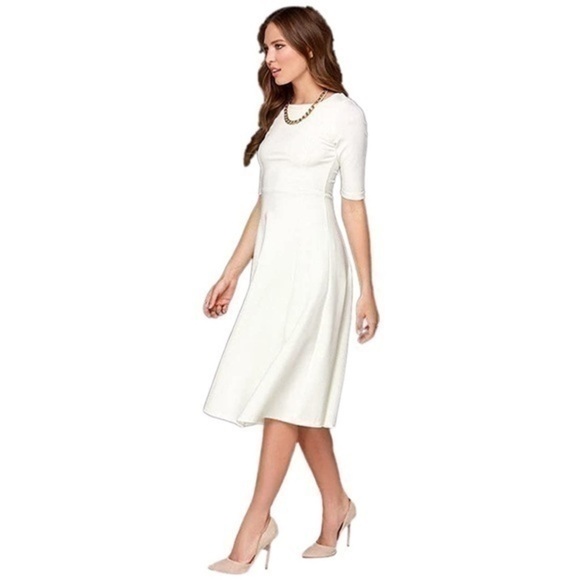 dantiya | Dresses | Dantiya Half Sleeve Elegant Back Zipper Aline Midi ...